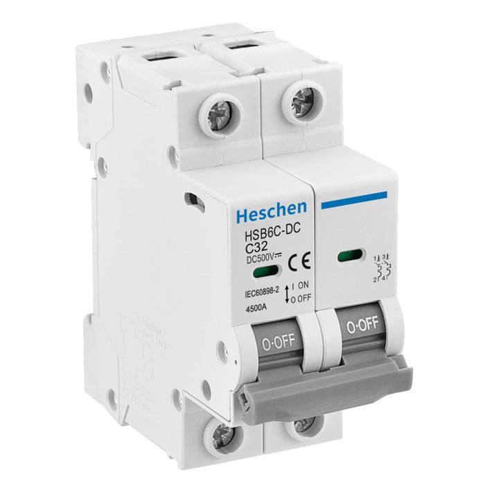 Heschen Disjoncteur miniature CC HSB6C-DC, 2 pôles, DC500 V 32 A ...