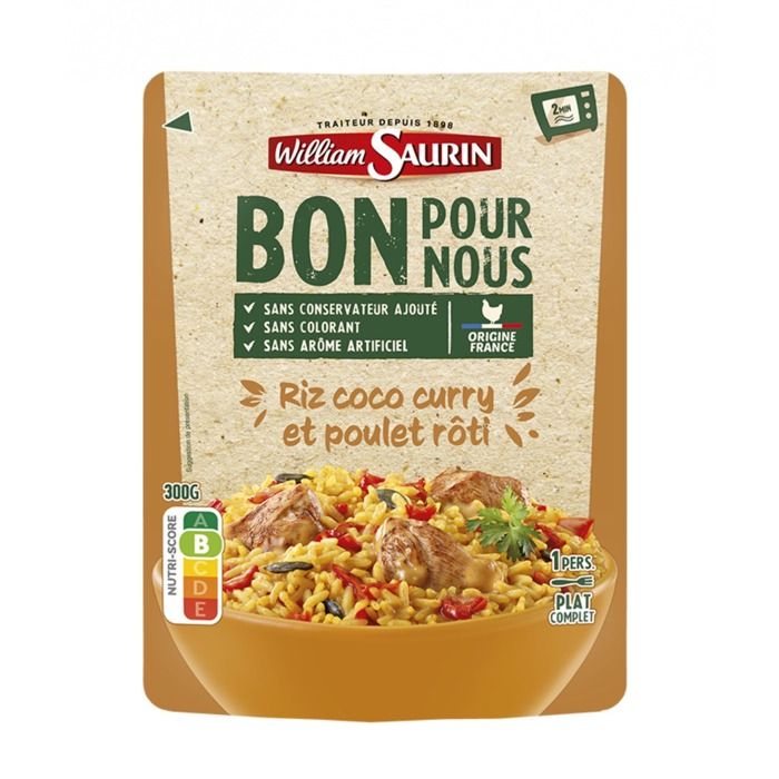 Riz et Poulet au Coco Curry William Saurin 300g/Sachet 6 sachets ...