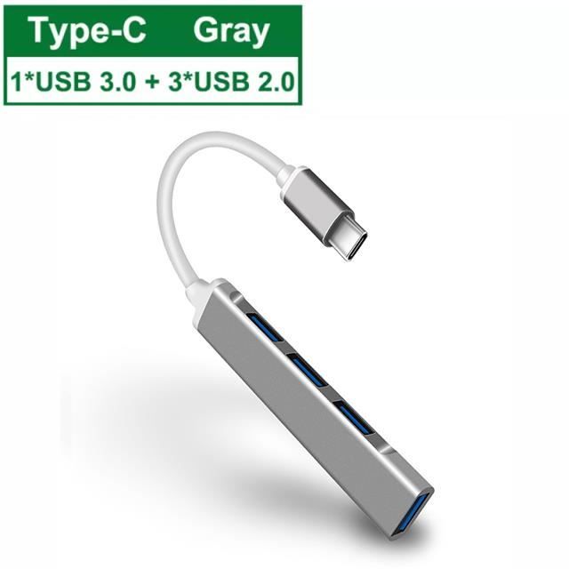 Type C Gris - Hub 4 en 1 USB 3.0 Type C, extension Dock, adaptateur de ...