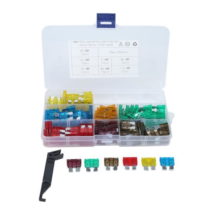 Ashata fusible à lame 120 pièces/boîte Kit d'assortiment de fusibles de lame de voiture moyenne ...