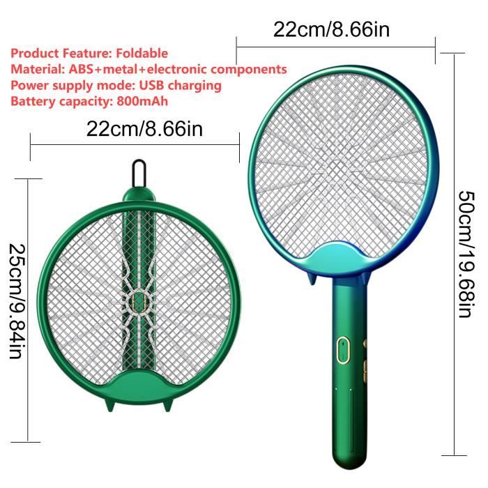 Raquette Anti-Moustiques Électrique Pliable,Piège à Mouches,Rechargeable par USB,Tueur d ...