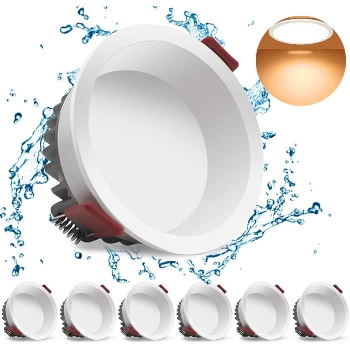 Spot Led Encastrable Noir Extra Plat, 10 Pack 5W 500LM = 50W incandescence, IP44, Blanc Froid ...