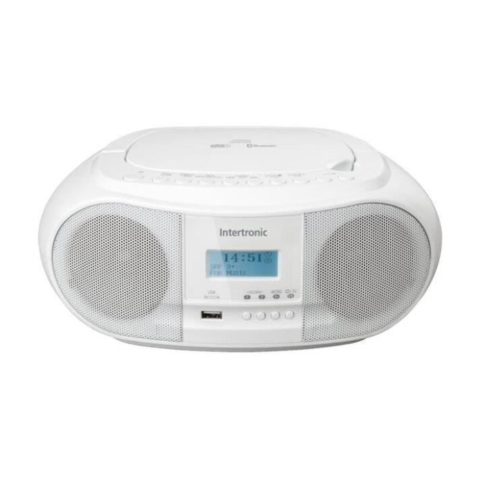 Boombox CD-Player - INTERTRONIC - Blanc - Lecteur CD avec radio DAB+ ...