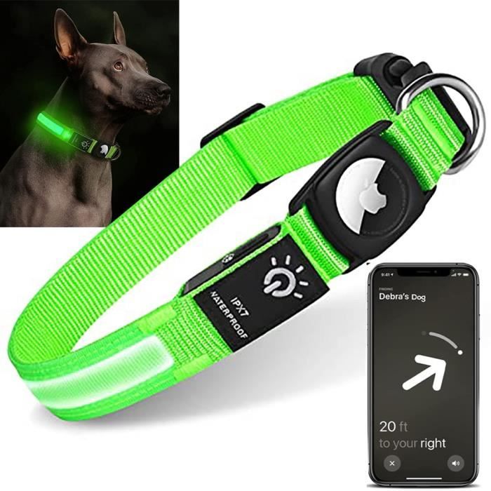M33-45cm - Vert - Collier Led Airtag pour chien Apple, traceur GPS ...