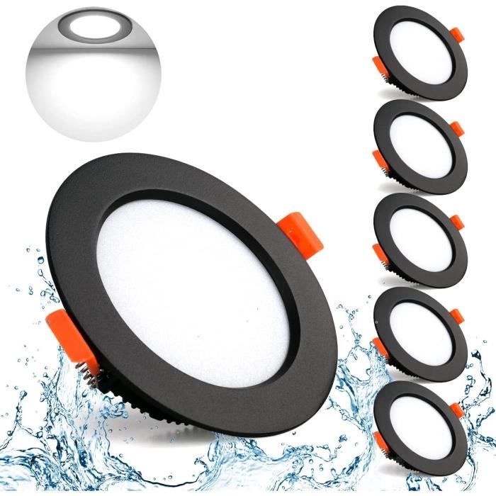 Spot Led Encastrable Noir,5x Extra Plat Encastré 7W 220-240V Plafonnier Rond, Blanc Froid 6000K ...