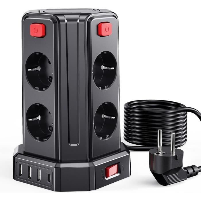 Multiprise Electrique 5M, Multiprise Avec 4 Ports Usb(Max. 5V-3.4A) Et ...