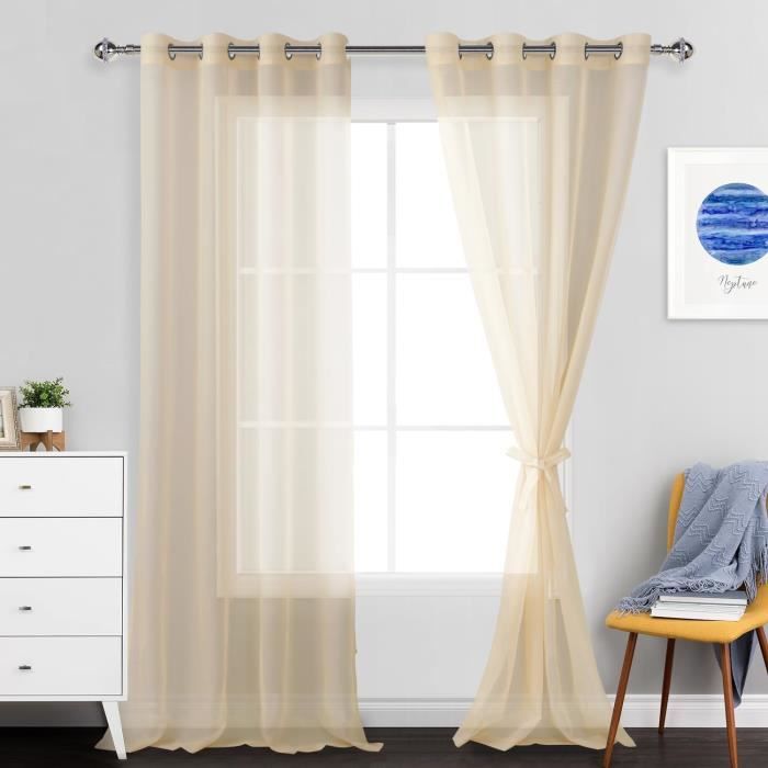 Rideau Voile Transparent, Foulard Semi-Transparent Pour Le Salon ...