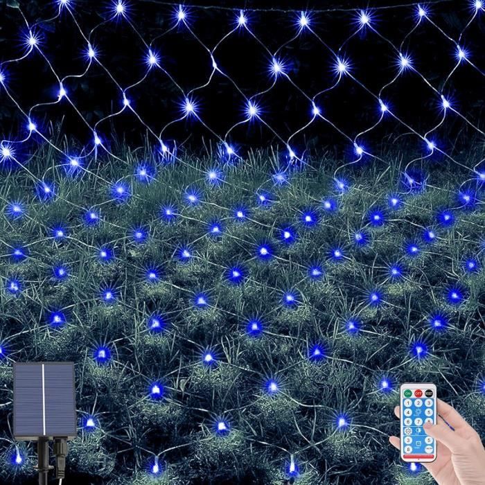 96 Leds Solaire Filet Lumineux Extérieur, 1.5 X 1.5 M Etanche Guirlande ...