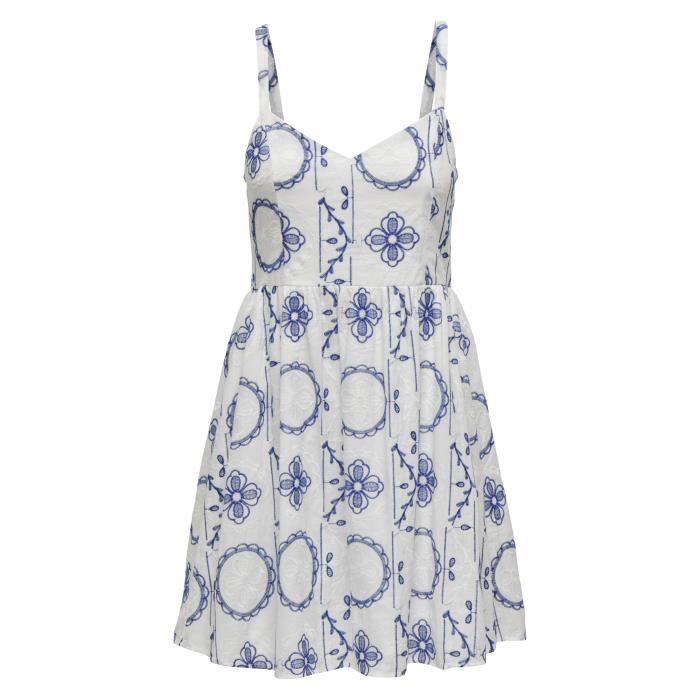 Robe courte coton ajustée Only blanc - Femme - Adulte Blanche ...