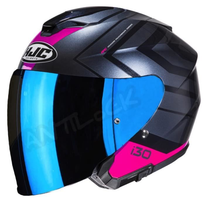 HJC CASQUE JET i30 ZETRA AVEC VISIÈRE MIROIR BLEU - Cdiscount Auto