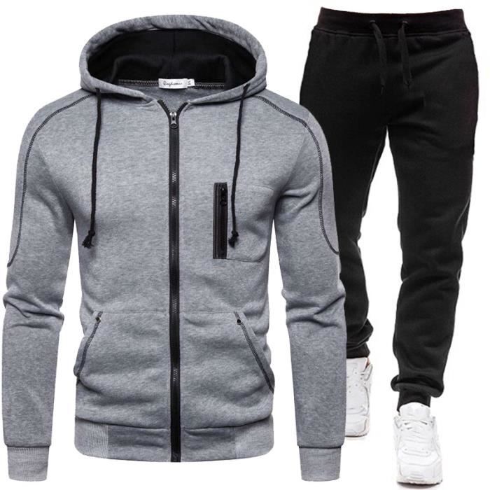 Survêtement Hommes Gris Foncé - Hip Hop Style - 2 Pièces Ensemble ...