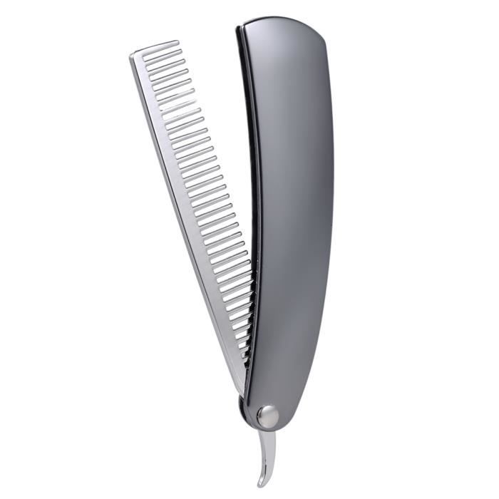 Mini Pliable Peigne à Barbe Brosse de moustache en acier inoxydable ...
