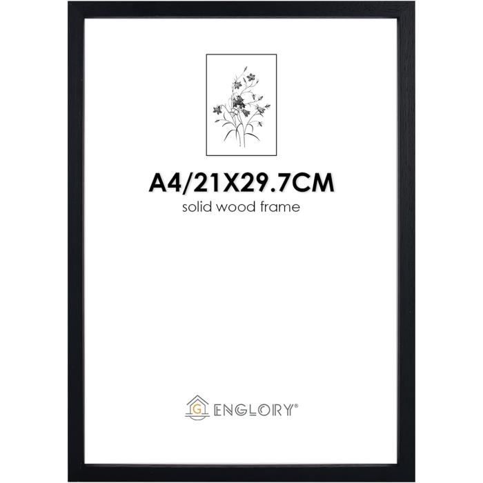 Lot De 1 Cadre Photo, Format A4, En Bois, Noirs, 21 X 29,7 Cm, Avec ...