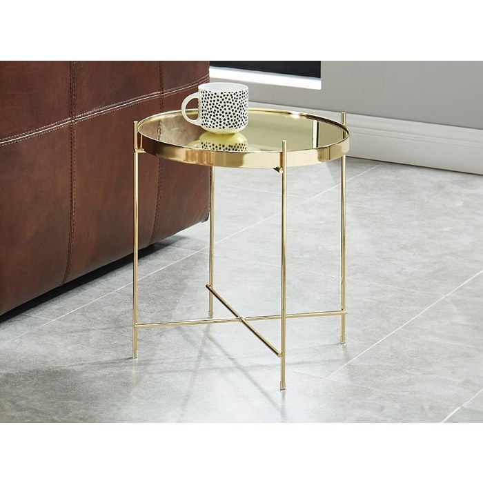 Table d'appoint MARCIA - Miroir & Métal - Doré - Cdiscount Maison