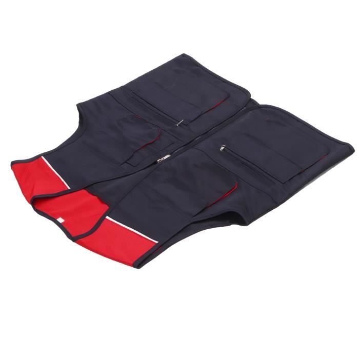 ZIU Gilet de travail rouge et bleu marine, gilet de sécurité à fermeture éclair avant à ...