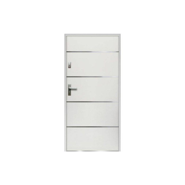 Porte d'entrée en acier pleine et inox H207 x L100 cm blanc - épaisseur ...