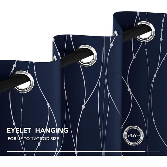 Deconovo Lot de 2 Rideaux Occultants Thermique Rideaux Motif Point ...