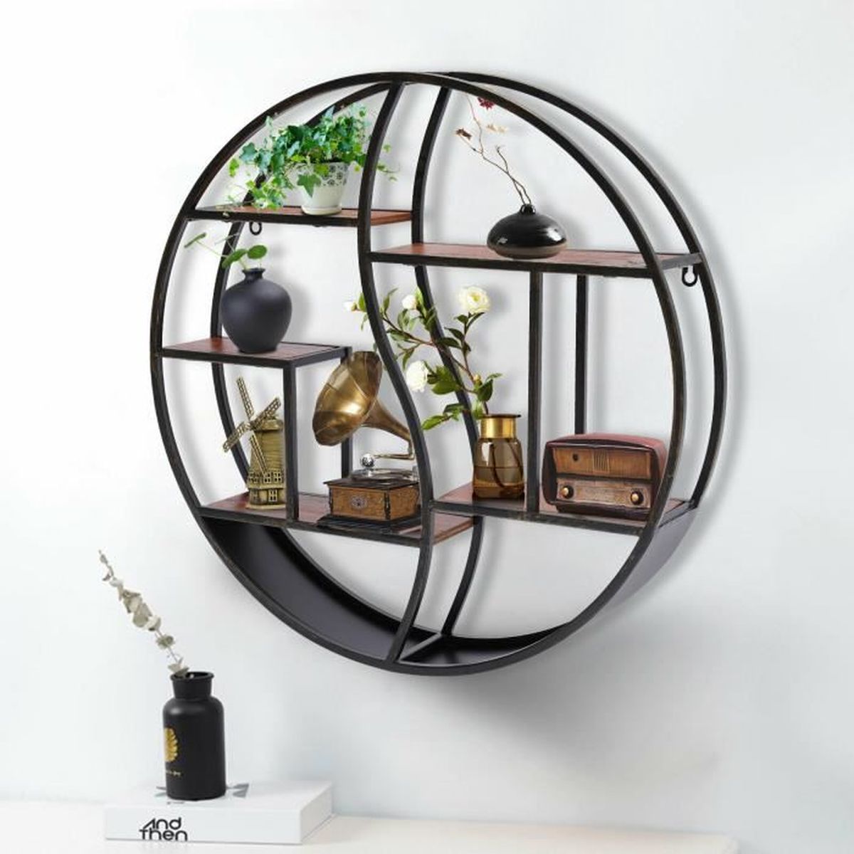 Étagère murale ronde 59 cm étagère de rangement en métal étagère ...