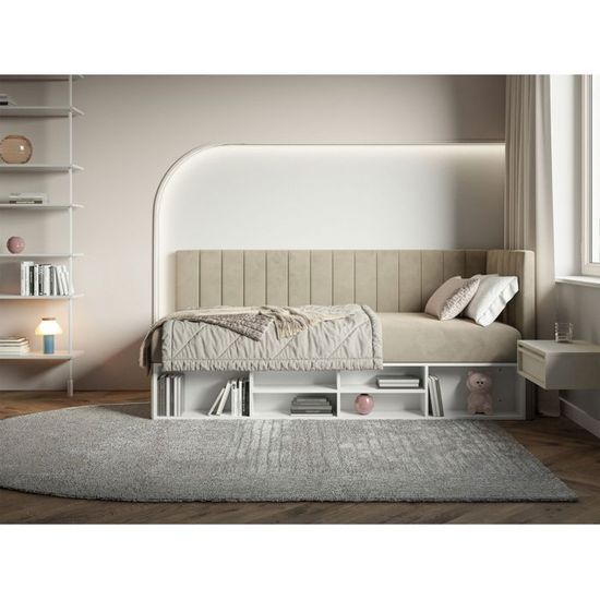 Lit ado avec rangement - VENTRIO - gris beige- côté droit - Cdiscount ...