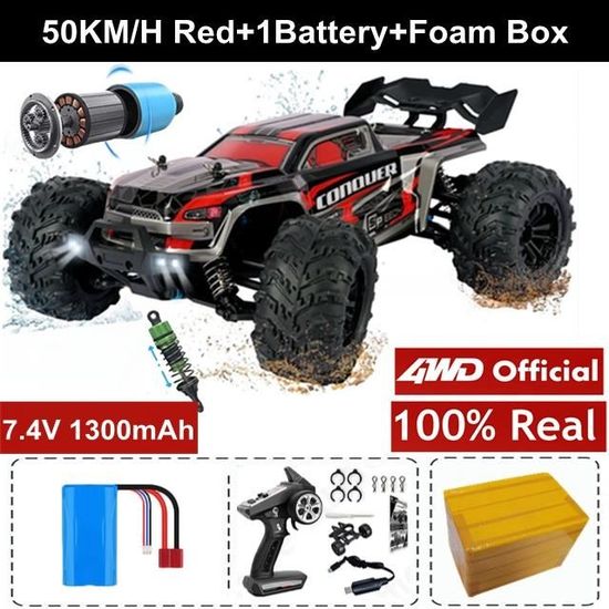 50KM Rouge 1Batterie-Voiture de course tout terrain VersiRC, 4x4,KMendo, Super Brushless, Radio ...