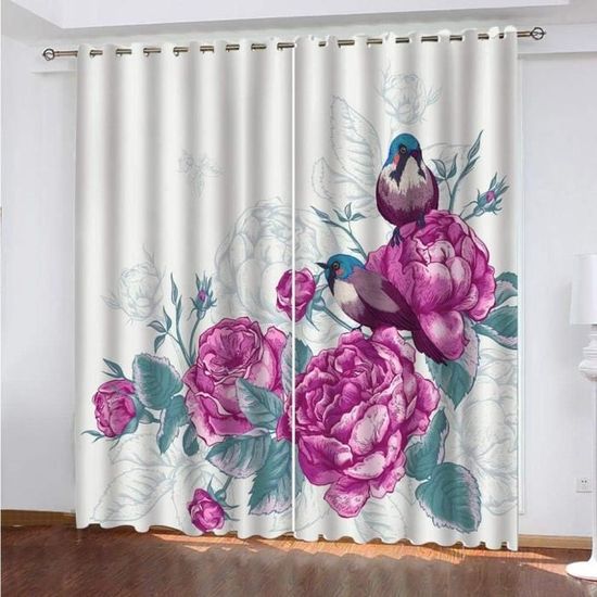60x120cm-Salon Rideaux De Luxe Moderne 3D Violet Plante Floral Blackout ...