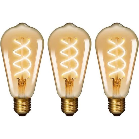 Lampes Ampoules à LED Filaments Courbé Vintage E27 ST64 LED 5W Blanc Chaud 2500K 450Lm Remplacer ...