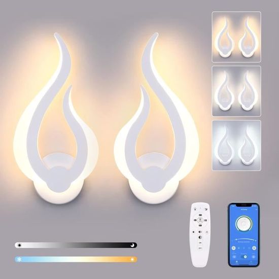 Une Paire 2.4G Télécommande Applique Murale Intérieur Led 10W Dimmable ...