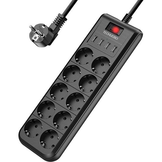 Multiprise Electrique (16A-4000W) Multiprise 10 Prises Avec 4 Ports Usb ...