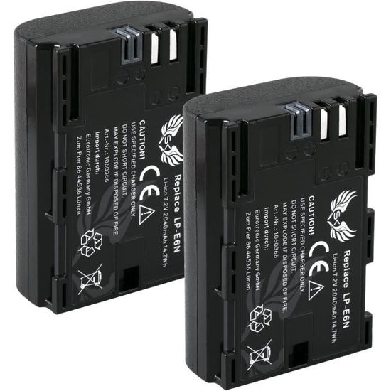Sk Lot De 2 Batteries De Rechange Pour Canon Lp-E6N - Lp-E6Nh Lp-E6 ...