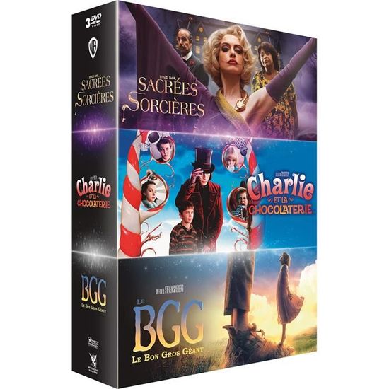 Coffret 3 Films DVD Sacrées sorcières + Charlie et la chocolaterie + Le Bon Gros Géant ...