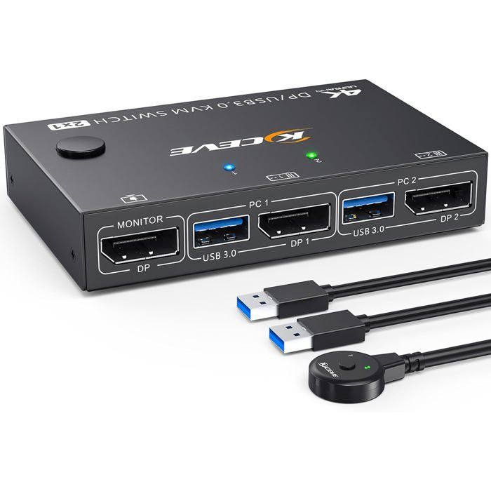 Commutateur KVM USB 3.0 DisplayPort 4K @ 144 Hz, commutateur KVM ...