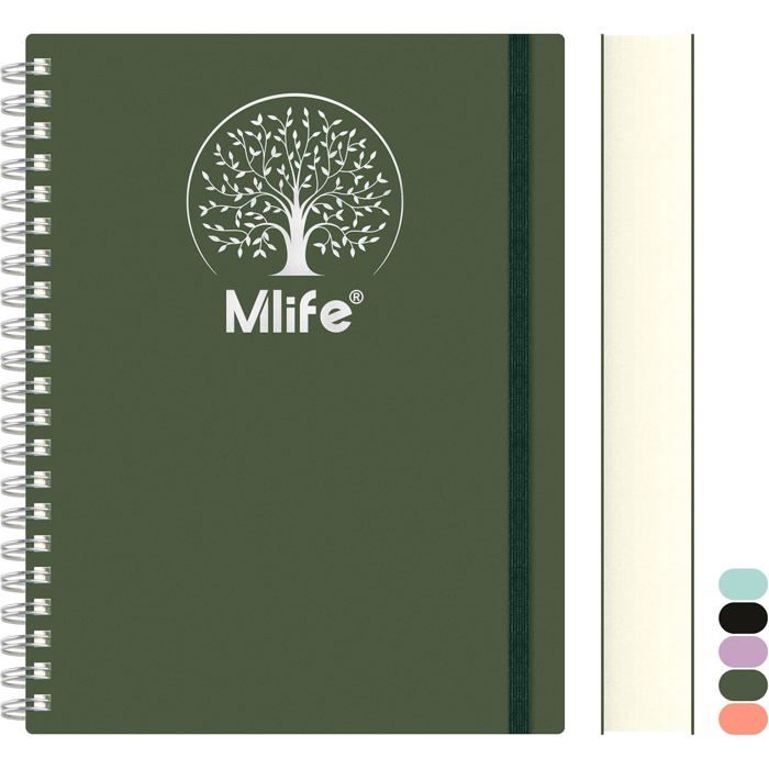 Mlife Carnet B5 ligné, 300 pages, cahier à spirale, couverture rigide ...