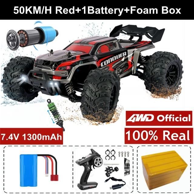 50KM Rouge 1Batterie-Voiture de course tout terrain VersiRC, 4x4,KMendo, Super Brushless, Radio ...
