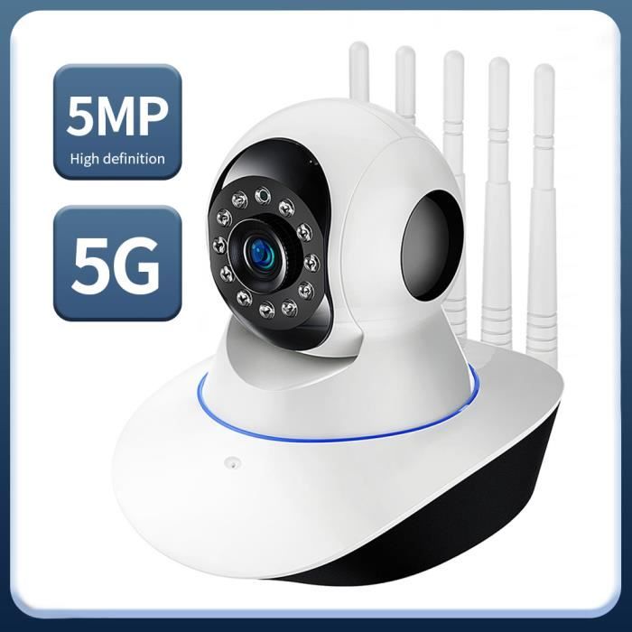 BLANC Avec Carte 16G-Caméra de surveillance IP sans fil HD, moniteur de ...
