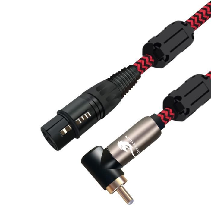 Angle rouge - 2m - Câble Audio Blindé Xlr Vers Rca Mâle Femelle De ...