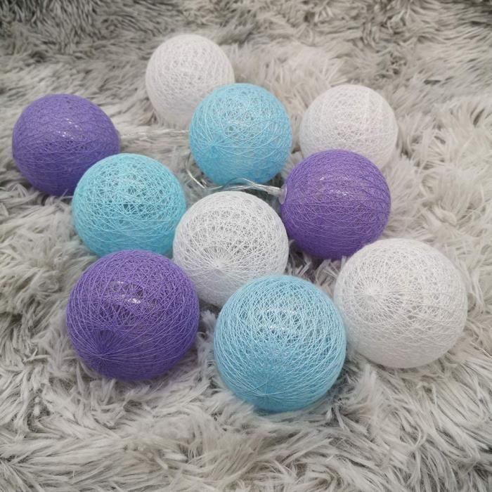 AJW-Guirlande Lumineuse Boule Coton LED Romantique, DOTBUY Decoration ...