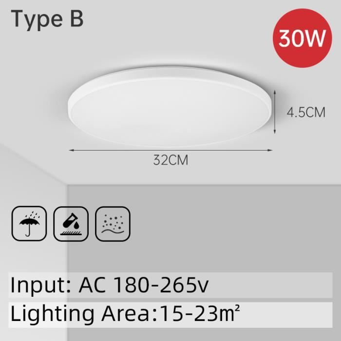 (Type B White 30w/blanc chaud)Suspension Luminaire Plafonnier Led Salon ...