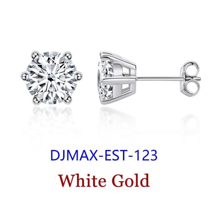 EST-123-Or blanc - 0.5ct(5mm)x 2pcs-box - Boucles'oreilles en diamant Moissanite pour femmes ...