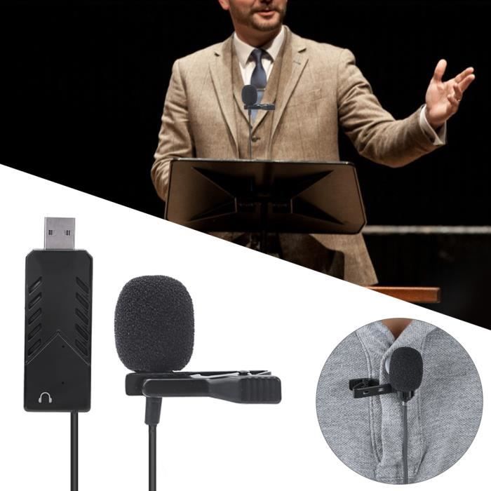 Microphone cravate, stéréo omnidirectionnelle à 360 degrés, microphone ...