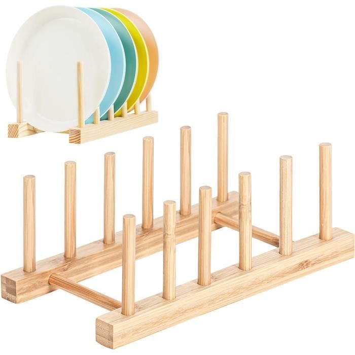2 Pièces Égoutoire Vaisselle En Bois Rangement Des Assiettes Cuisine ...