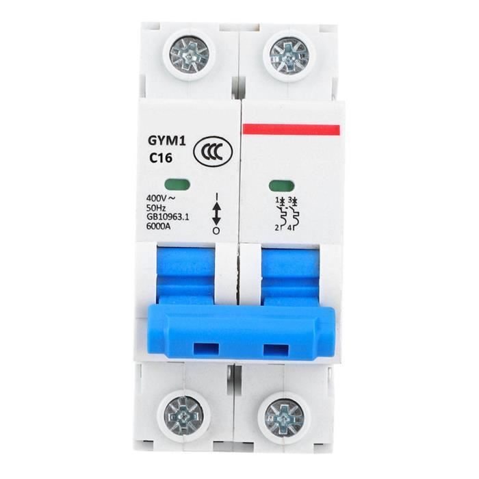 HURRISE Disjoncteur 400VAC GYM1-DZ47S disjoncteur miniature 2 pôles disjoncteur IP20 longue ...