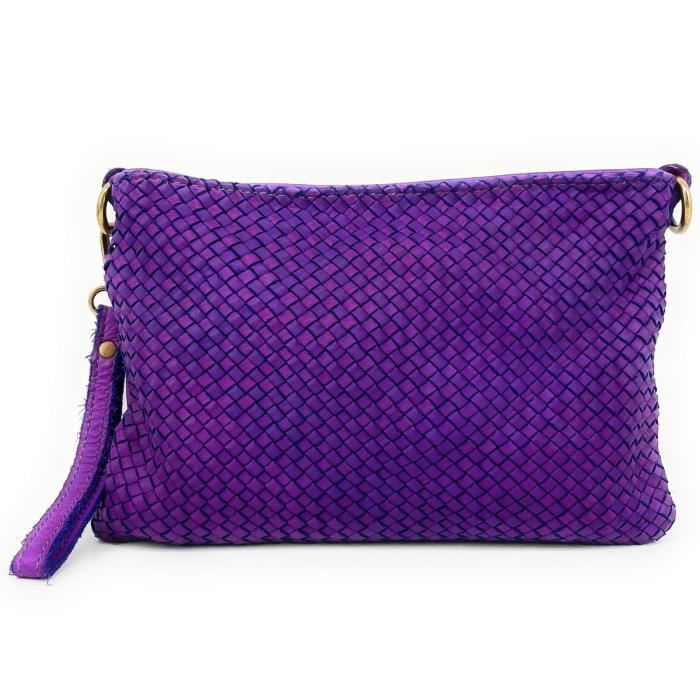 Sac porté épaule - OH MY BAG - MISS JOE - Cuir italien - Violet - 28x20 ...