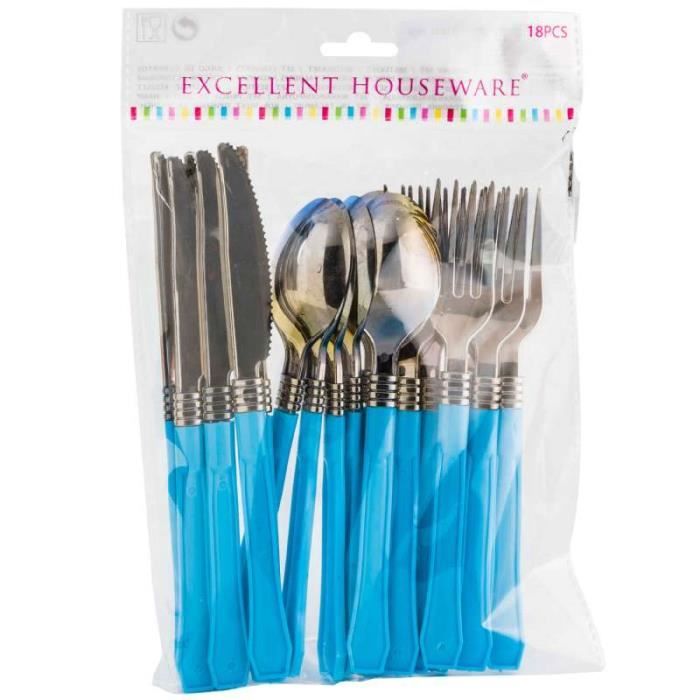 Couvert jetable bleu les 18 pièces - Cdiscount Maison