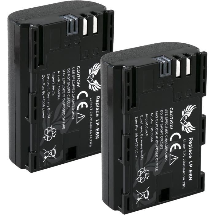 Sk Lot De 2 Batteries De Rechange Pour Canon Lp-E6N - Lp-E6Nh Lp-E6 ...