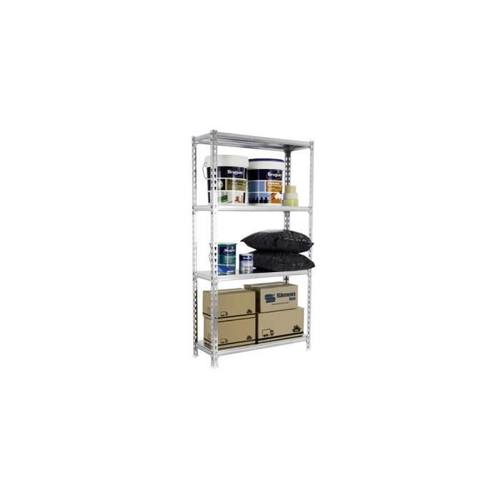Étagère métallique 4 niveaux - SIMON RACK - KIT SIMONCLICK MEGAPLUS - Galvanisé - Cdiscount Maison
