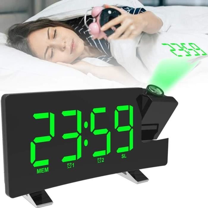 Réveil projecteur, radio-réveil numérique LED grand écran, double ...