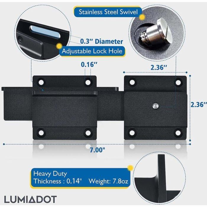Verrou de portail robuste, loquet de porte réglable avec trou de ...