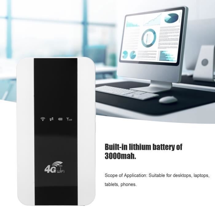 Routeur Wifi Mobile Hotspot Mobile - Batterie 3000mAh - 4G - Blanc ...