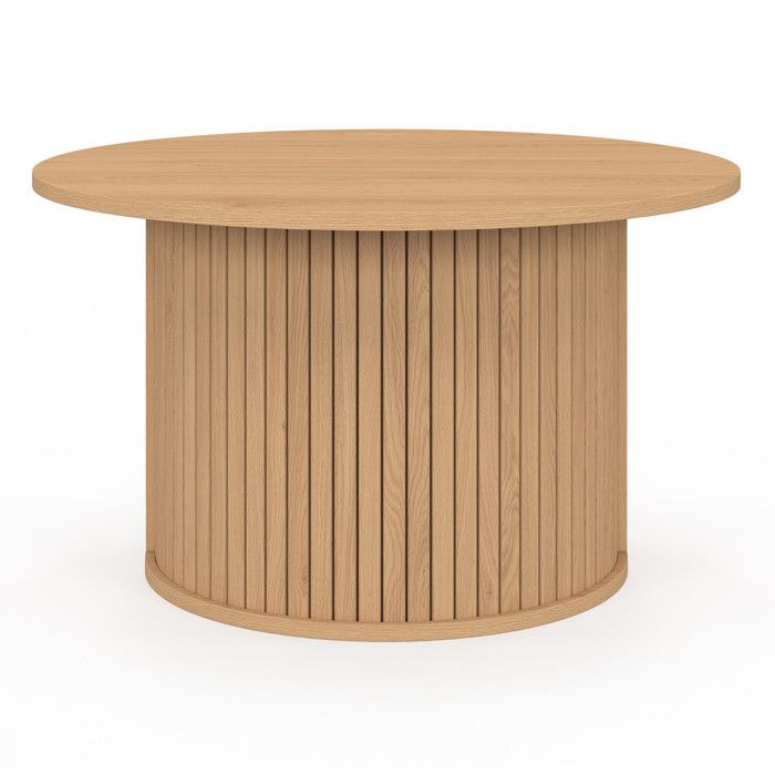 IDMARKET Table basse ronde 70 cm JULIETTE lattes tasseau bois coloris ...