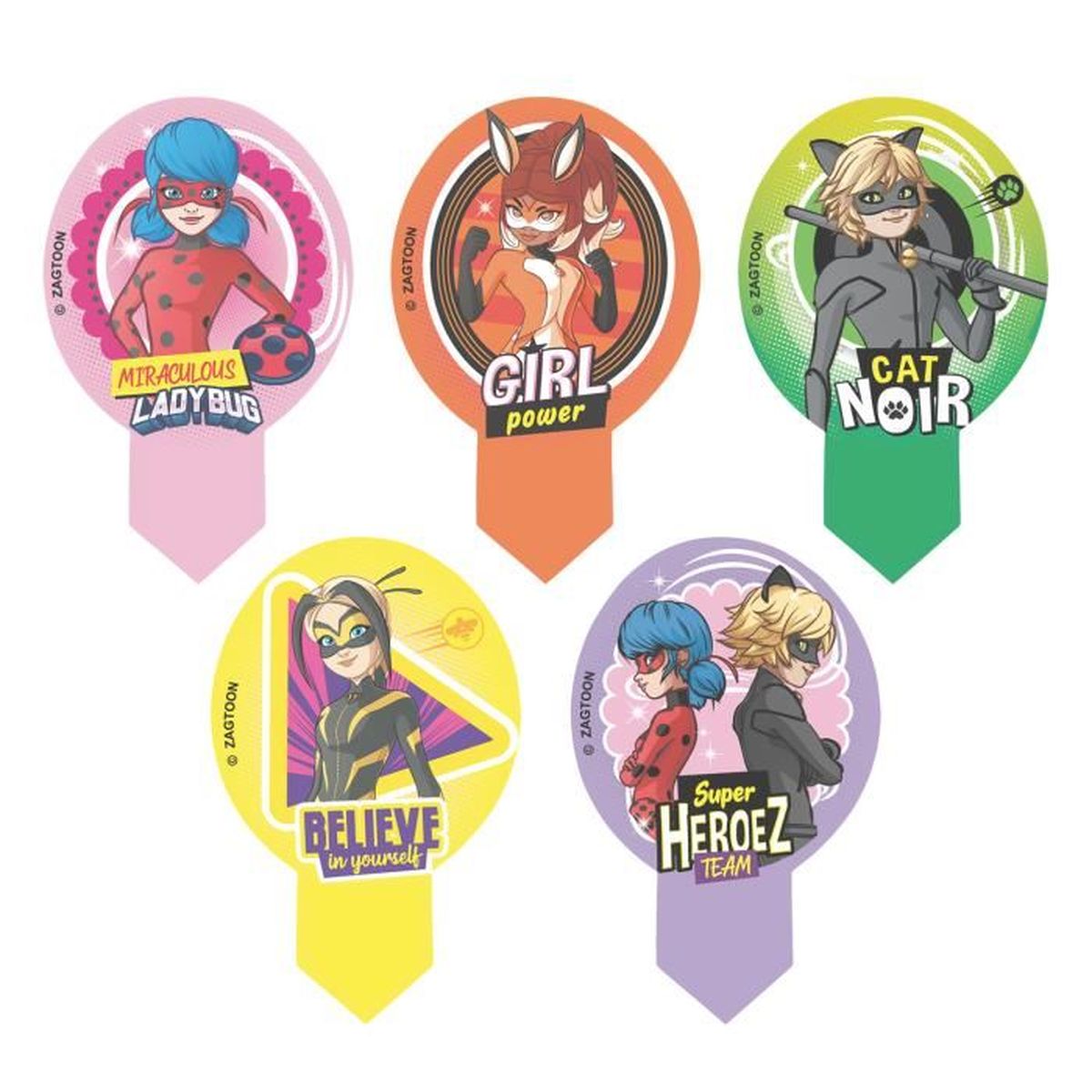 LOT 20 PIQUES / TOPPERS MIRACULOUS LADYBUG DECOR GATEAU ANNIVERSAIRE ...